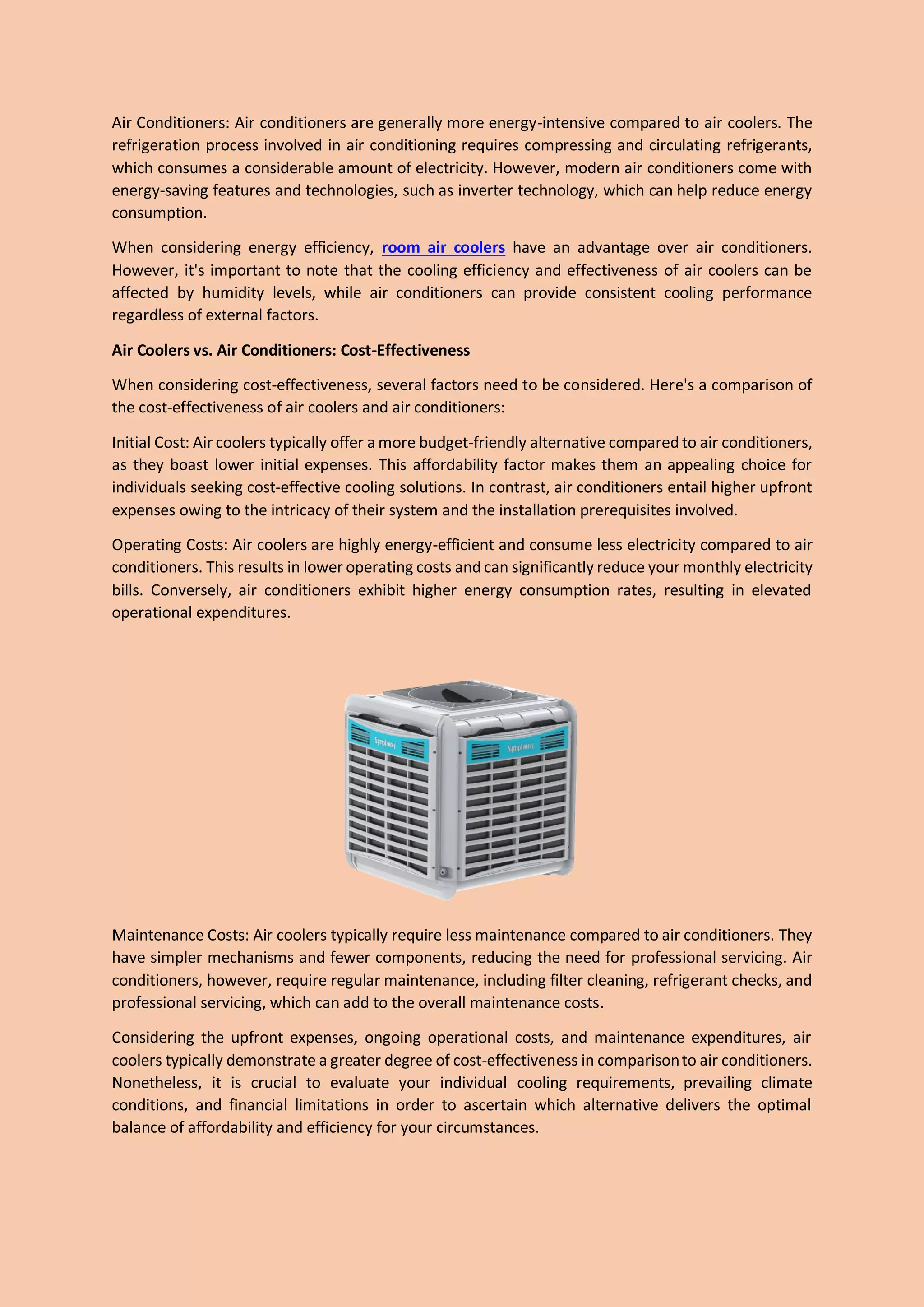 Air Coolers vs Air Conditioners Which is More Efficient and Cost ...