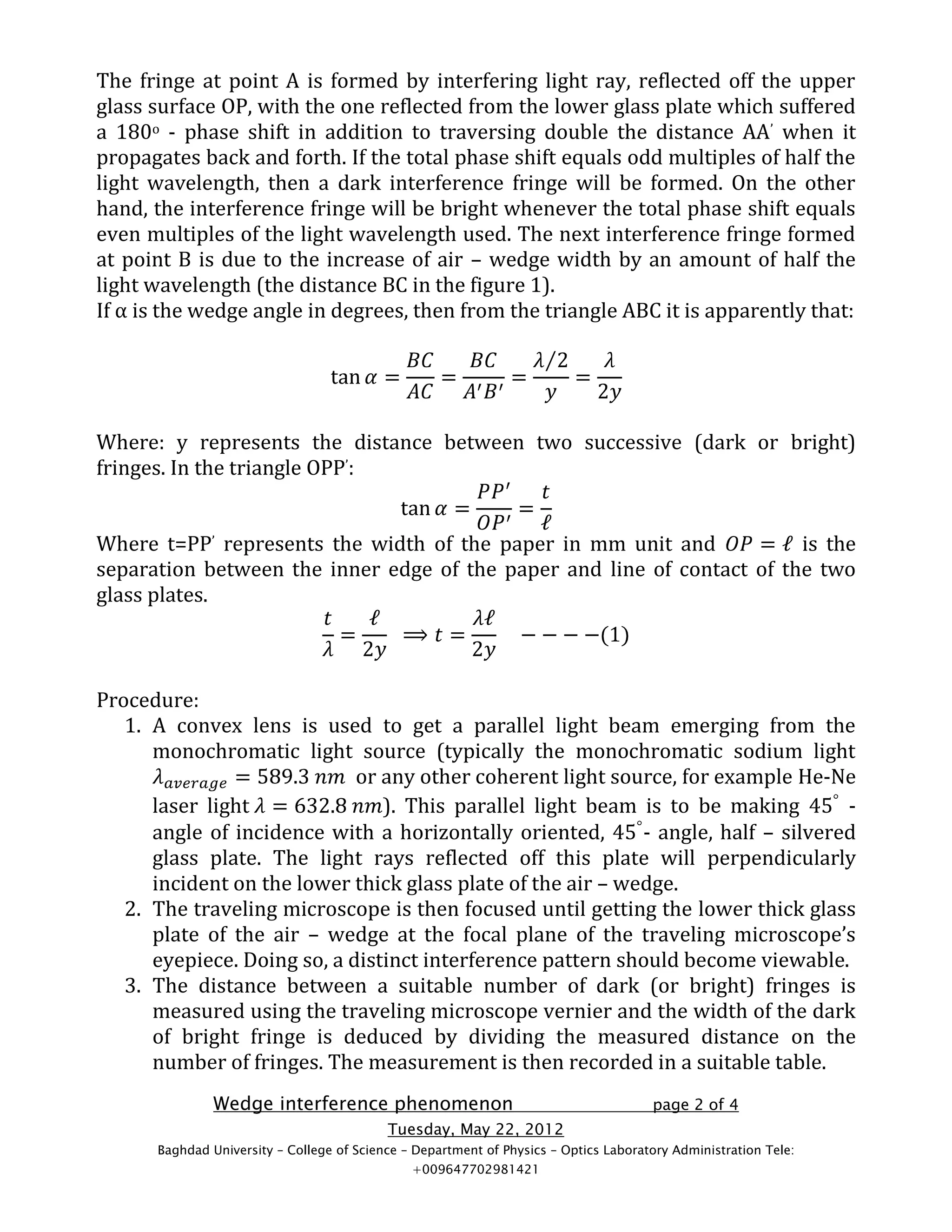 Air wedge interference | DOCX