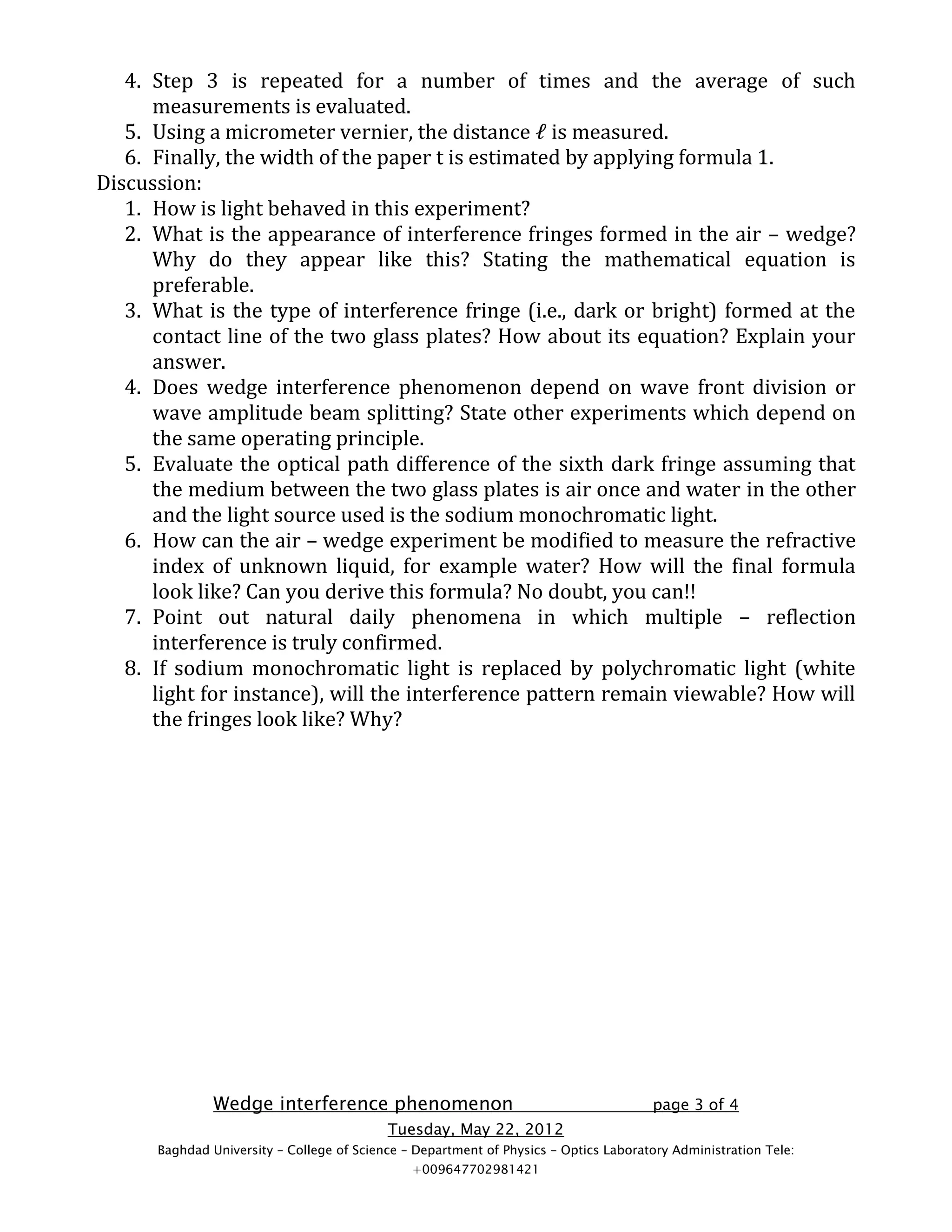 Air wedge interference | DOCX
