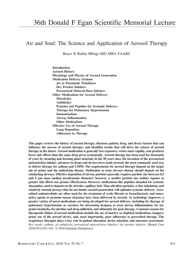 Air and soul article on aersol therapy | PDF