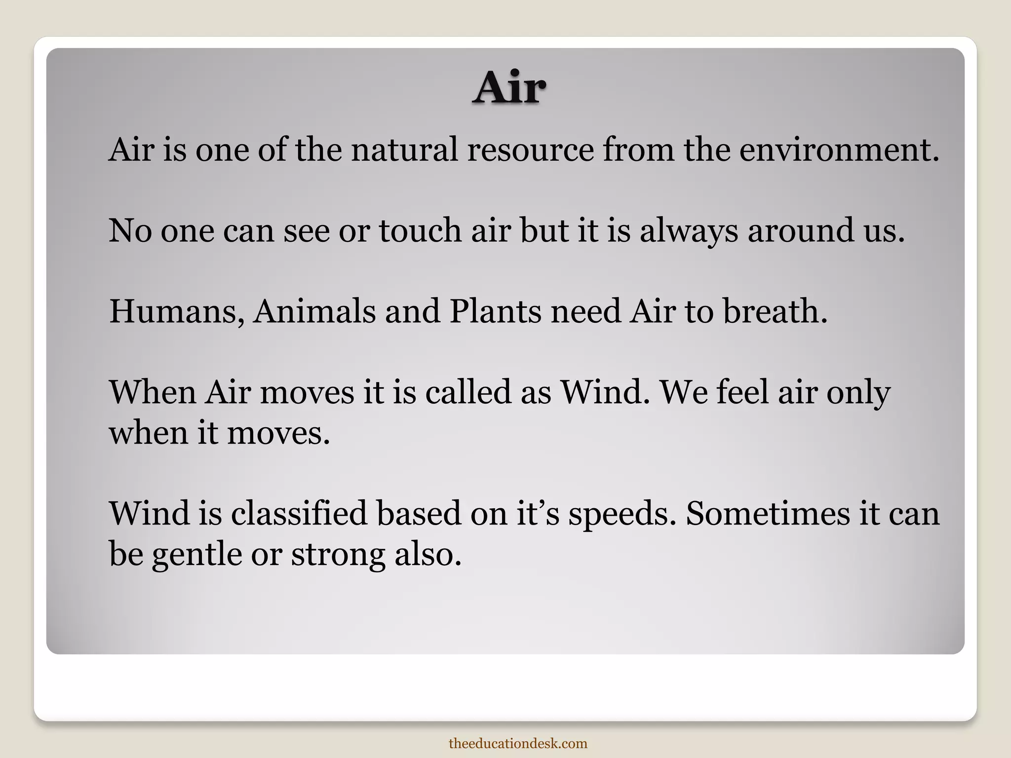 2nd Standard: Air and Water (Environmental Science, EVS) | PDF