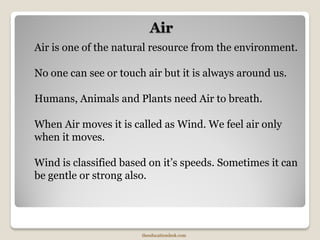 2nd Standard: Air and Water (Environmental Science, EVS) | PDF