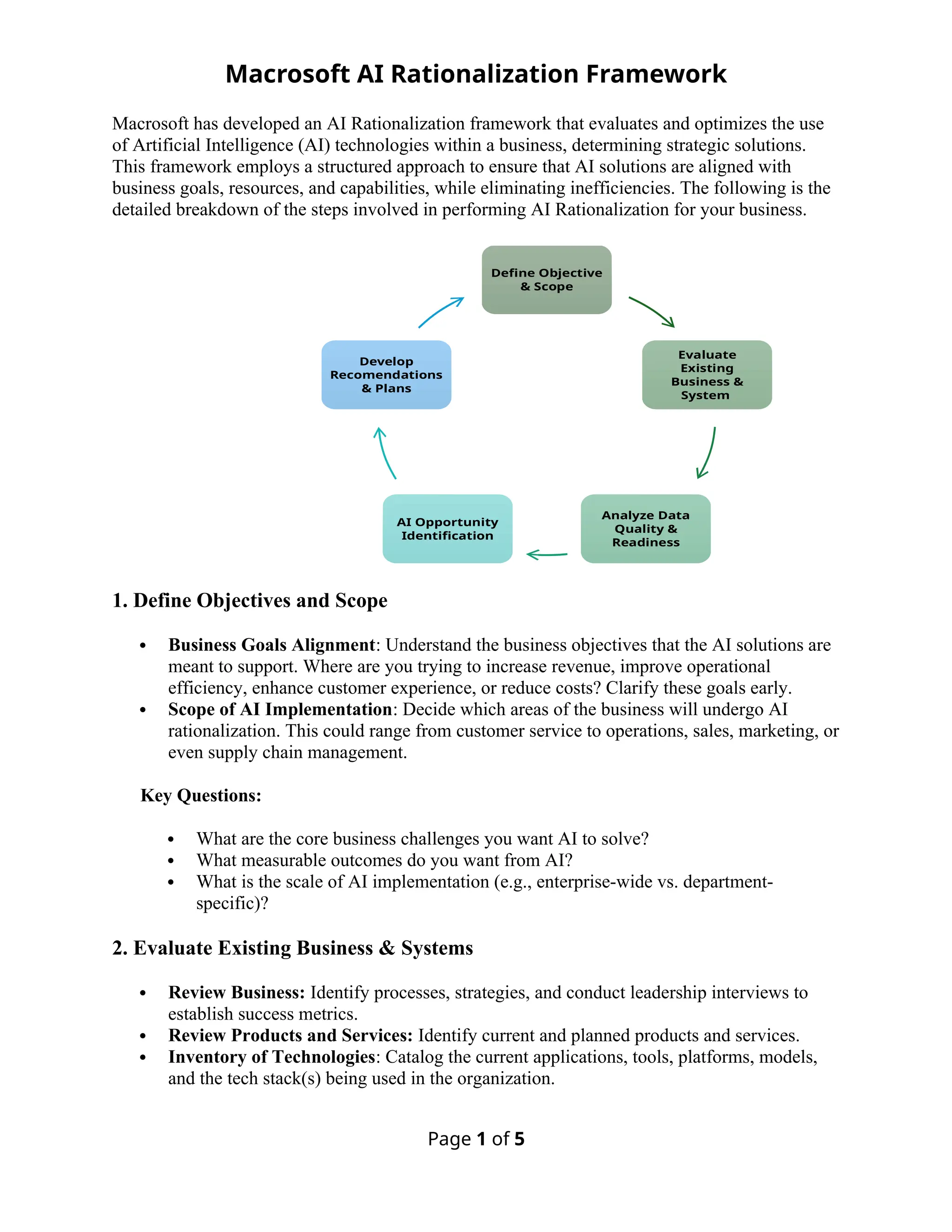 AI Rationalization Framework and AI Opportunity Identification | DOCX