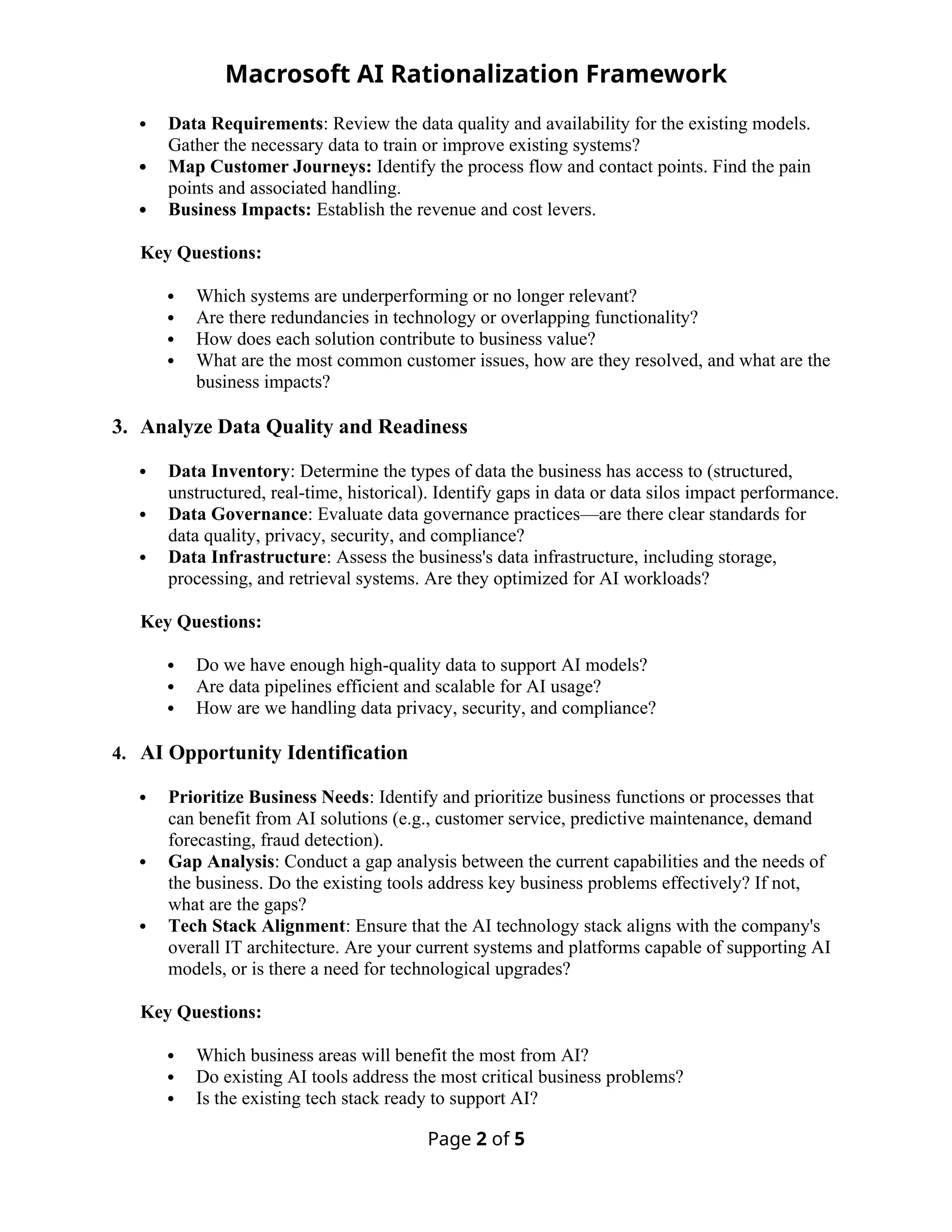 AI Rationalization Framework and AI Opportunity Identification | PDF