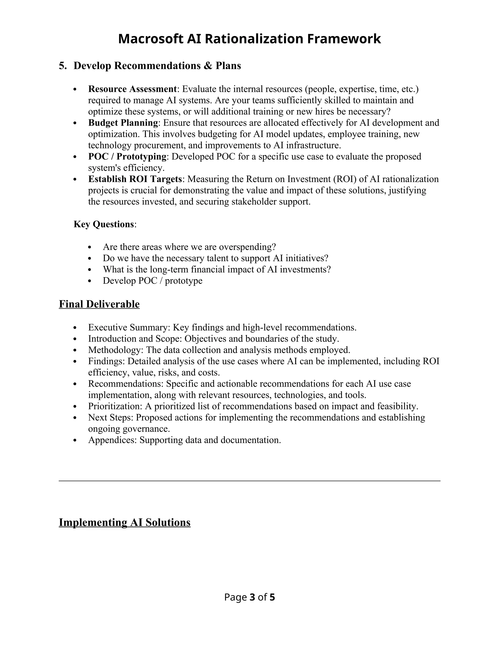 AI Rationalization Framework and AI Opportunity Identification | DOCX