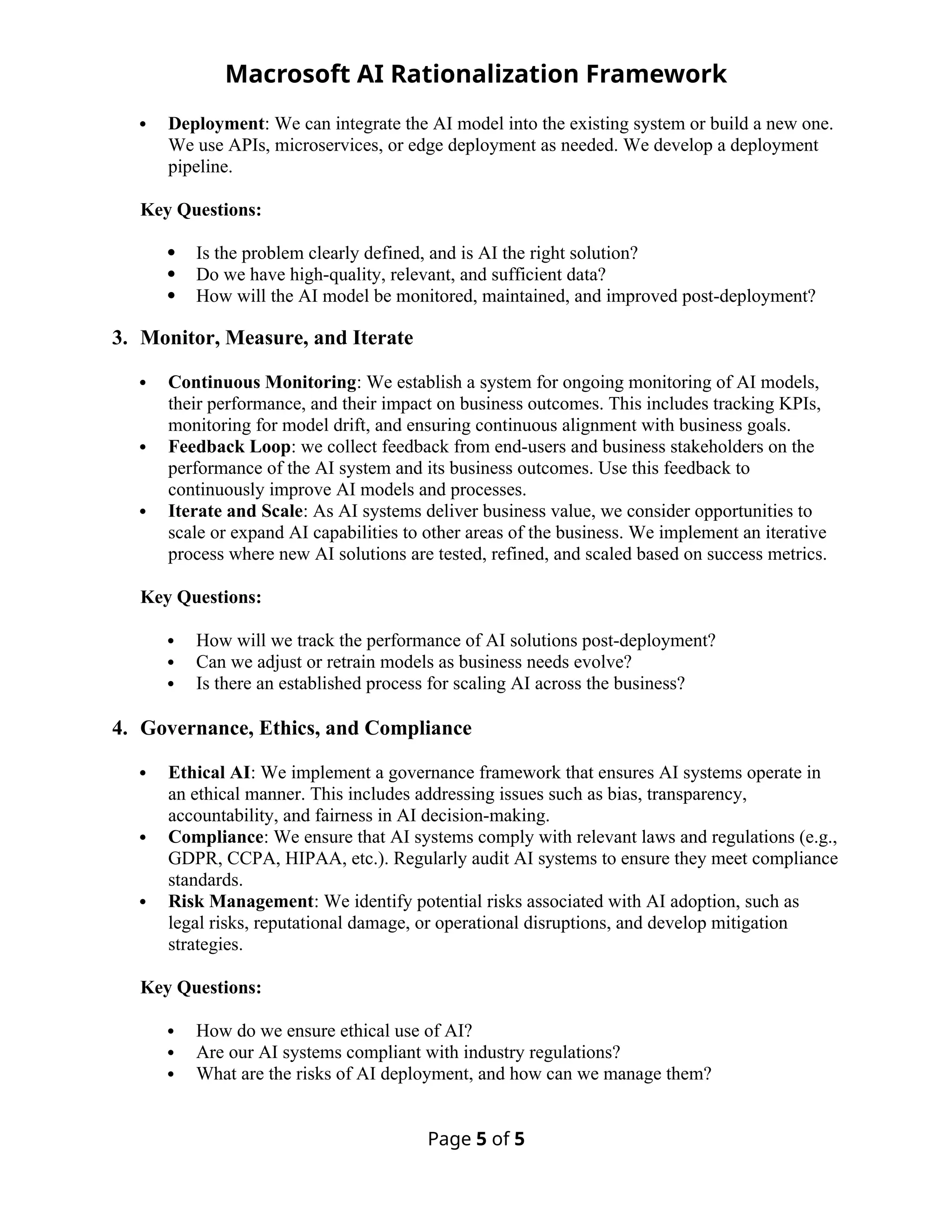 AI Rationalization Framework and AI Opportunity Identification | DOCX