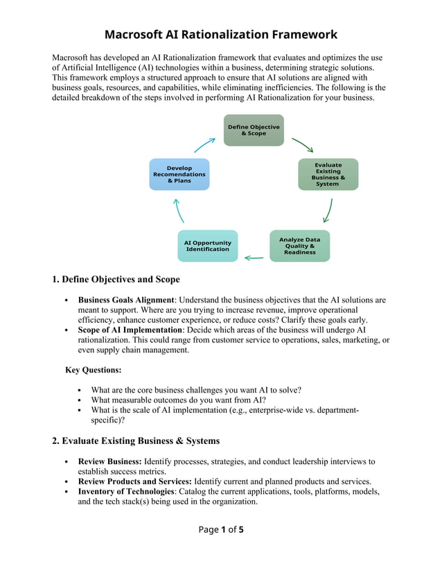 AI Rationalization Framework and AI Opportunity Identification | PDF