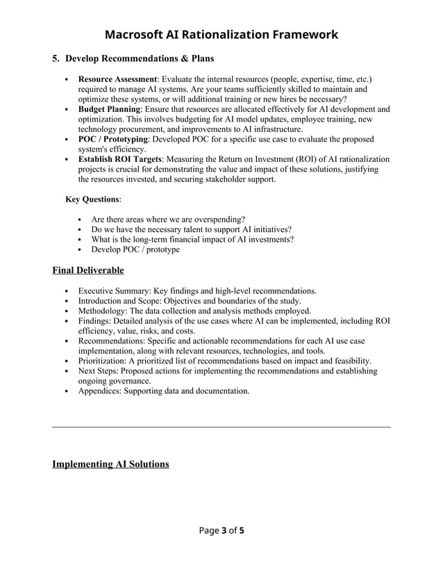 AI Rationalization Framework and AI Opportunity Identification | PDF