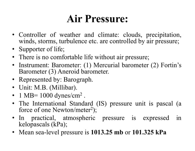 Air, Atmospheric Pressure and Wind. Presentation | PDF