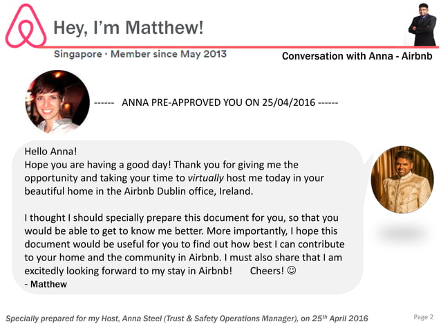 My Story - Airbnb Singapore Resume | PPT