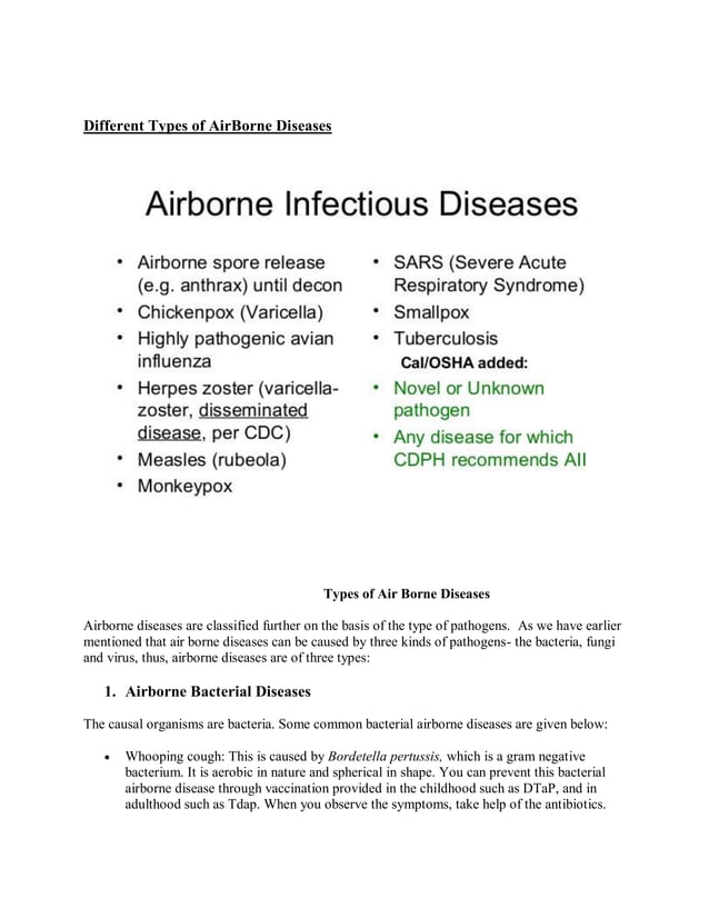 Air borne diseases | PDF | Lung and Respiratory Health | Diseases and ...