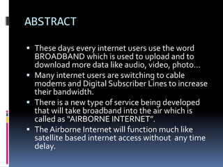 Airborne internet by V.DINESH KUMAR KSRCT | PPT | Computer Networking ...