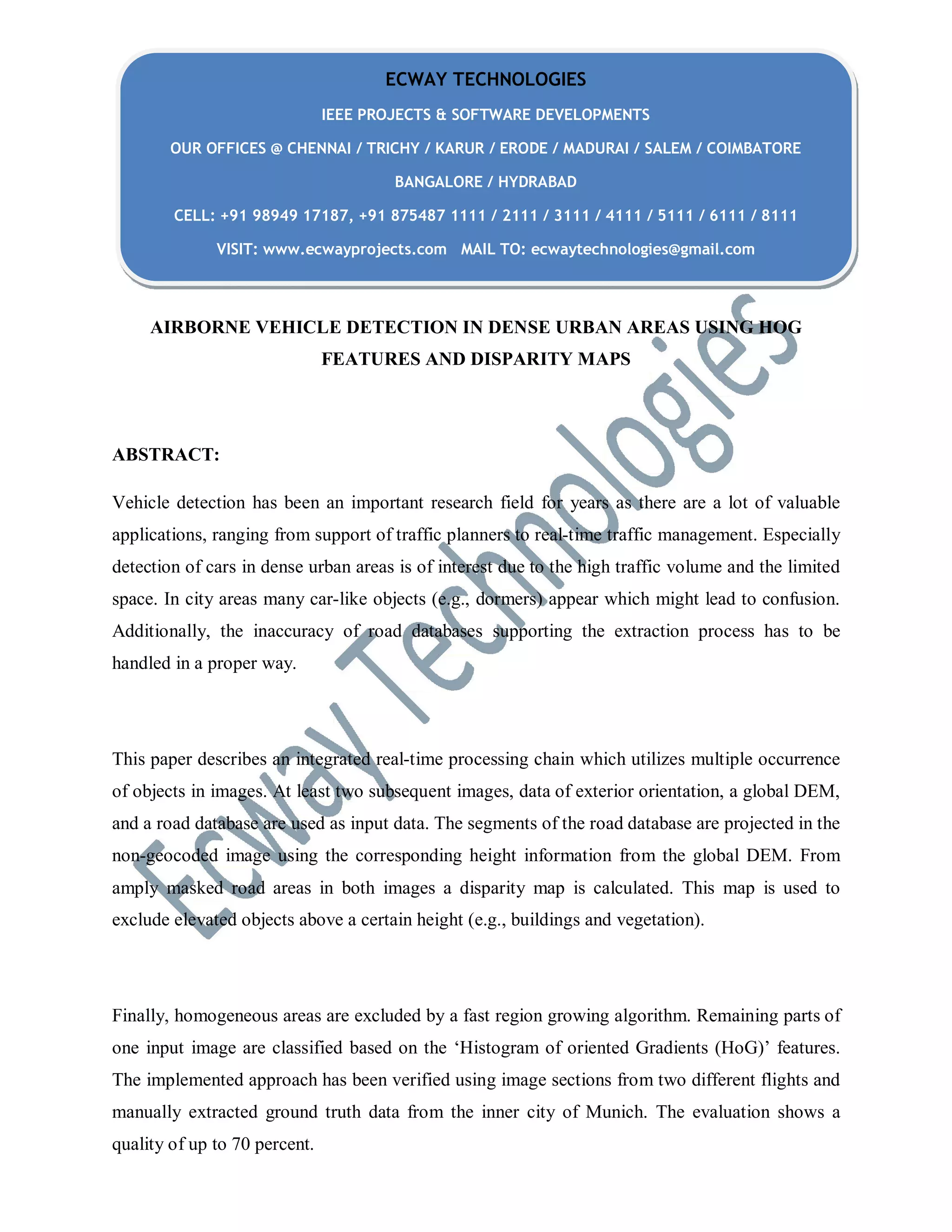 Airborne Vehicle Detection In Dense Urban Areas Using Ho G Features And
