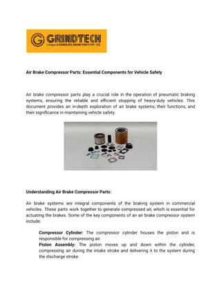 Air Brake Compressor Parts: Essential Components for Vehicle Safety | PDF