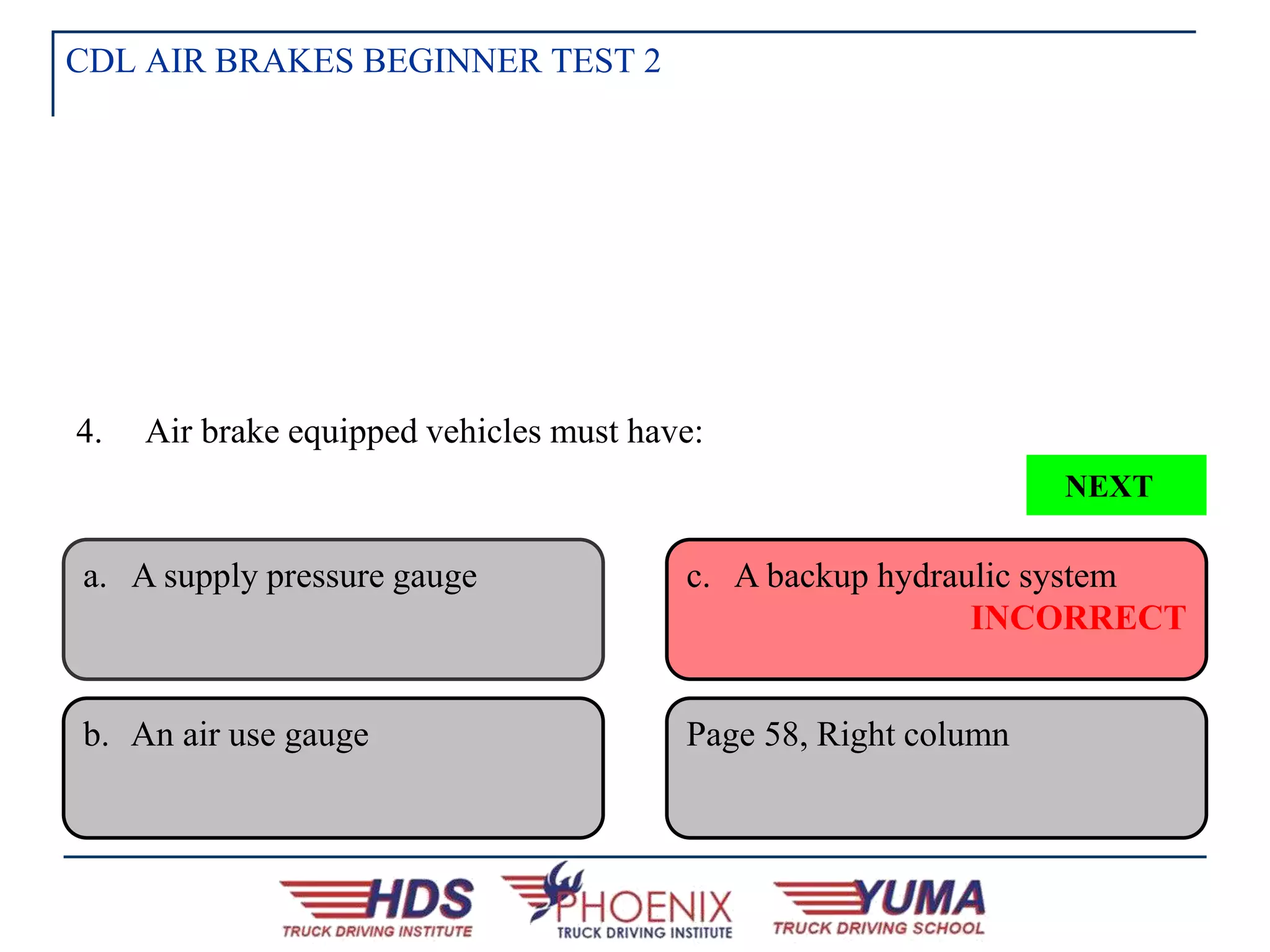 Air brakes beginner test 2 | PPT