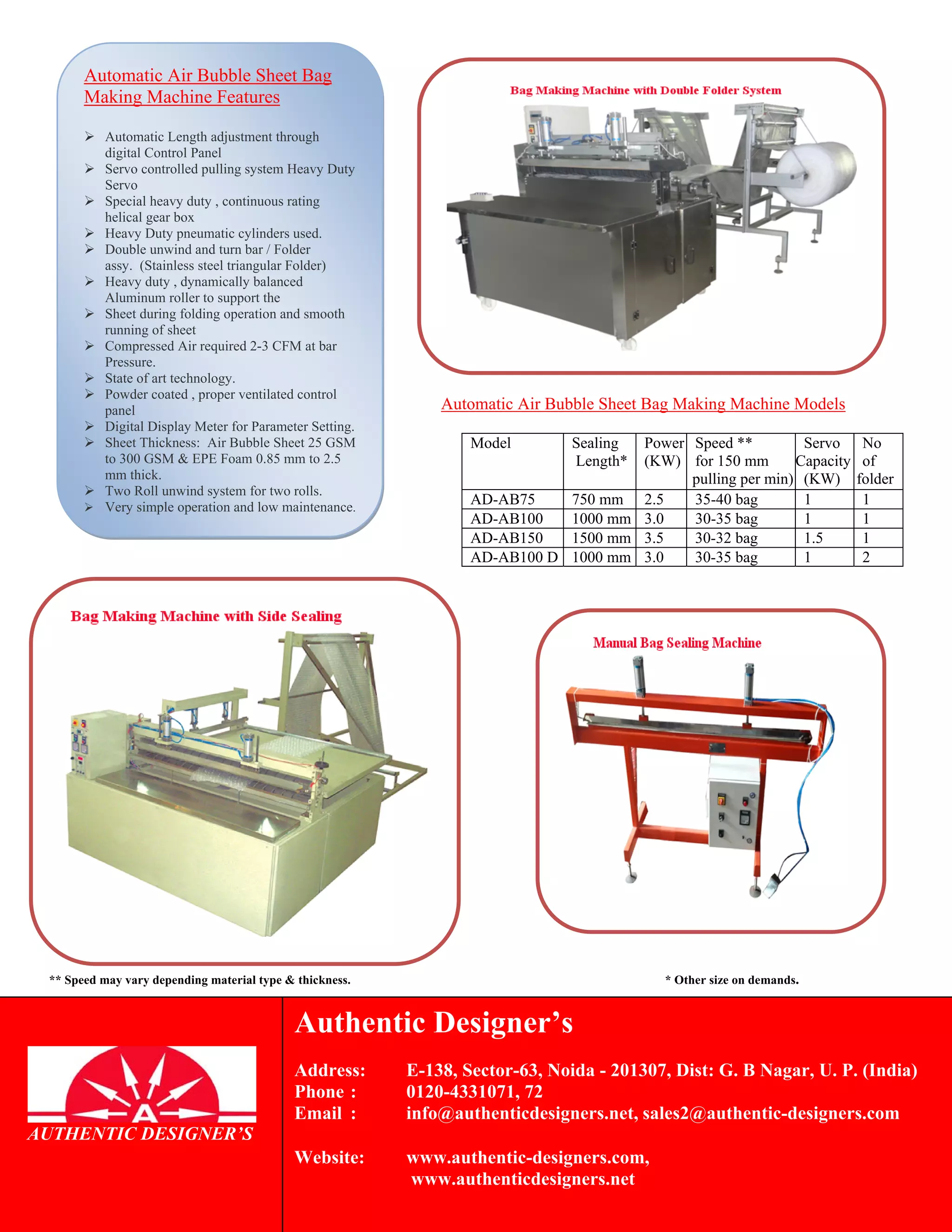 Air bubble sheet bag making machine (2) | PDF
