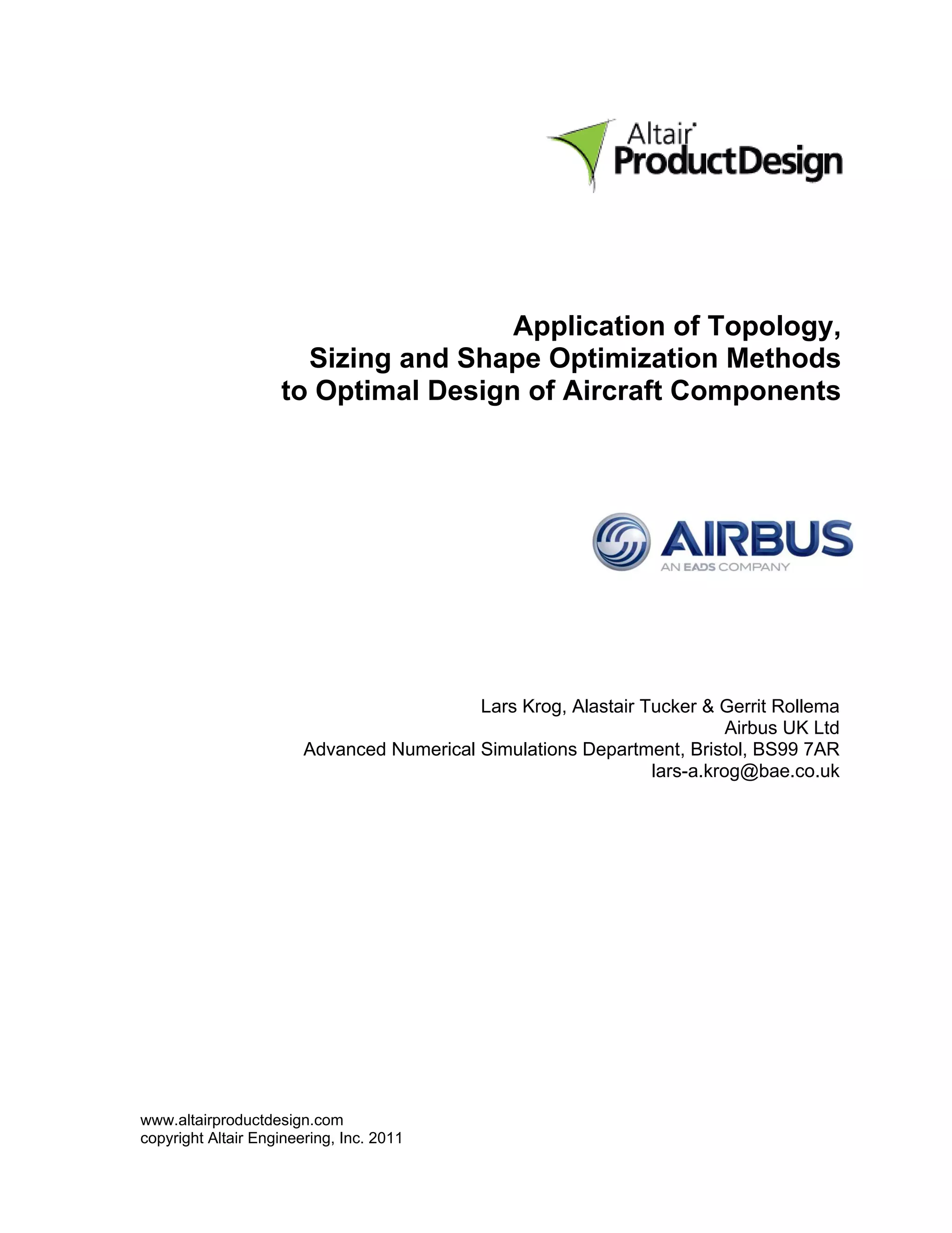 Airbus - Topology Optimization Methods for Optimal Aircraft Components | PDF