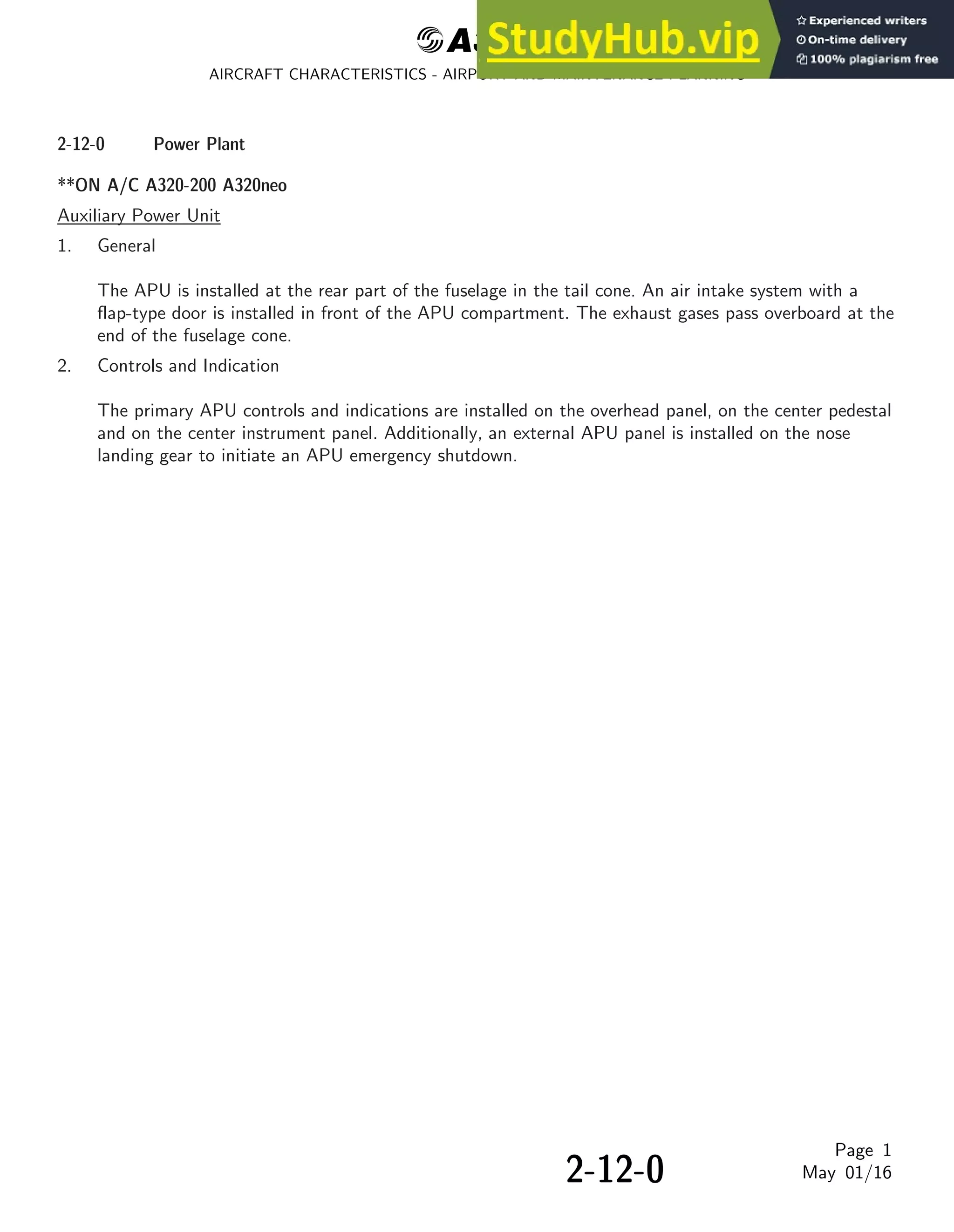AIRBUS A320 AIRCRAFT CHARACTERISTICS AIRPORT AND MAINTENANCE PLANNING ...