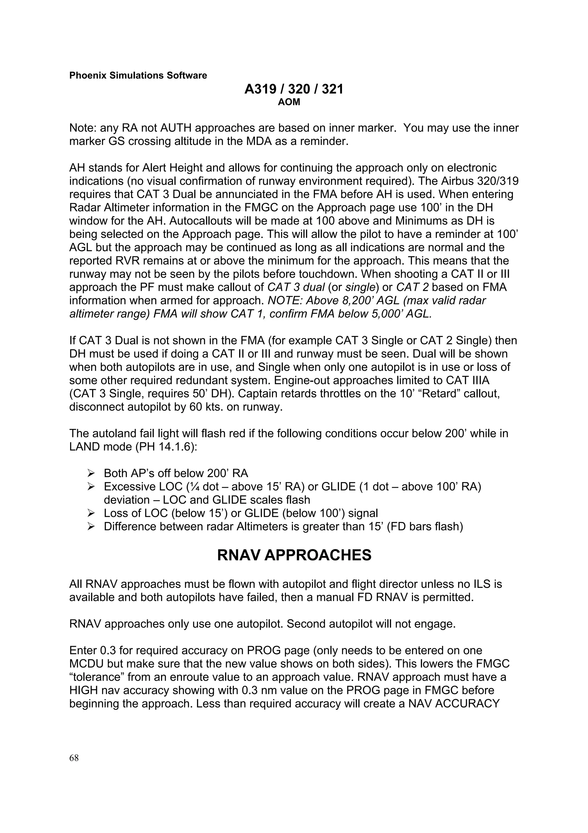 Airbus a320 aircraft operation manual | PDF