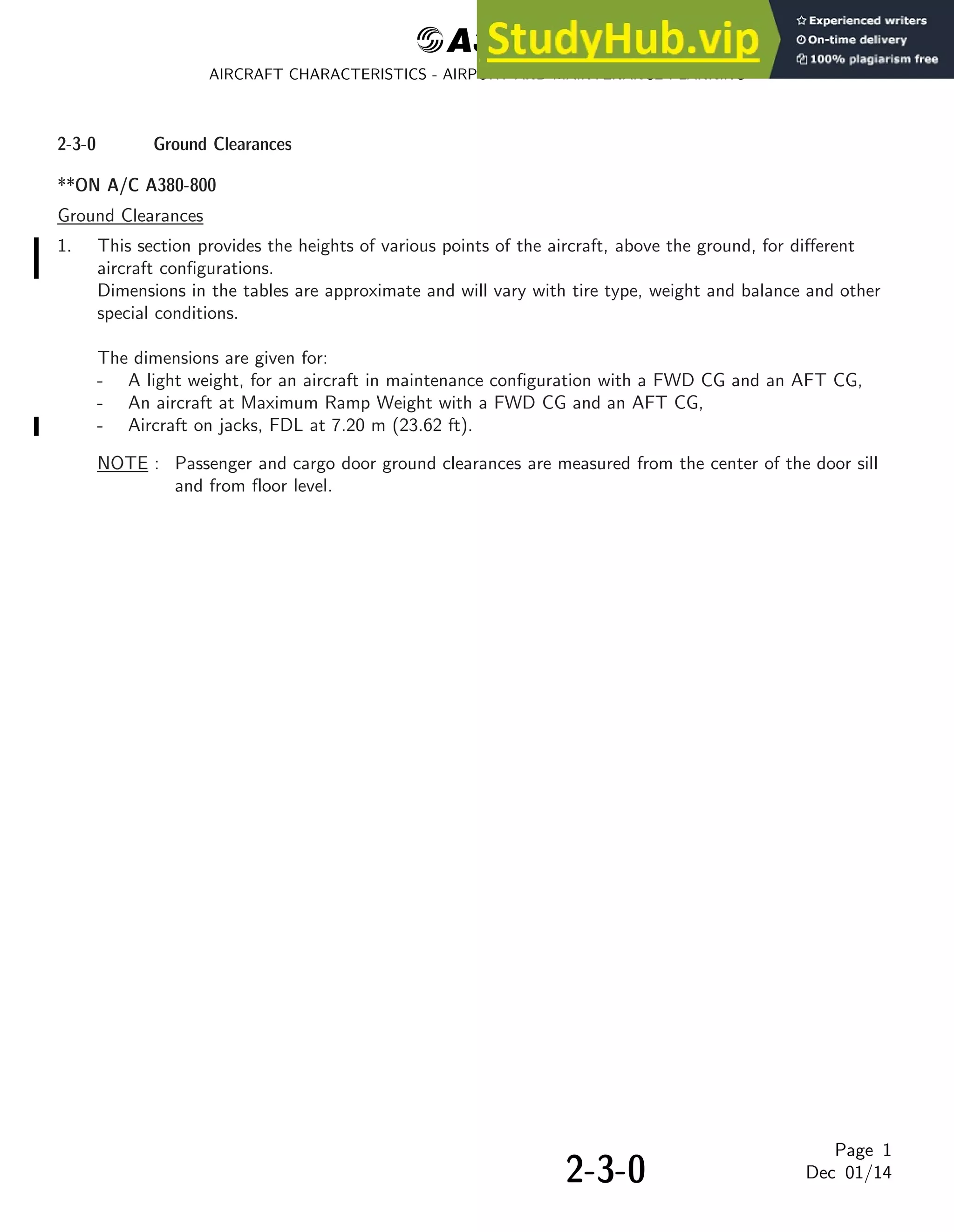 AIRBUS A380 AIRCRAFT CHARACTERISTICS AIRPORT AND MAINTENANCE PLANNING ...
