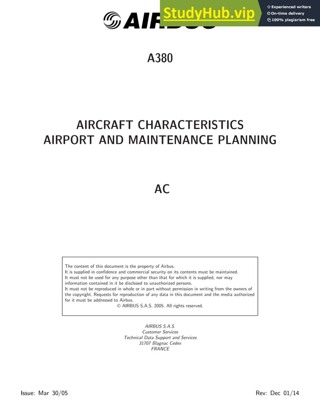 AIRBUS A380 AIRCRAFT CHARACTERISTICS AIRPORT AND MAINTENANCE PLANNING ...