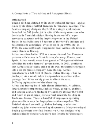 Airbus and BoeingA Comparison of Two Airline and Aerospace Rival.docx