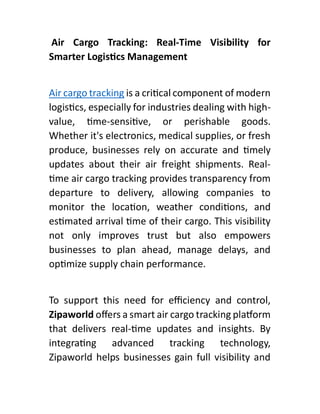 Air Cargo Tracking: Real-Time Visibility for Smarter Logistics ...