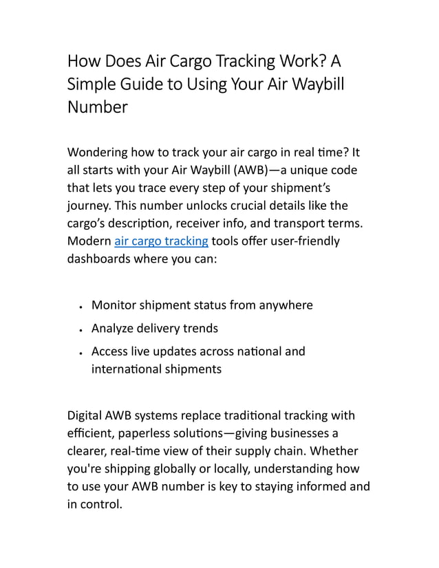 How Does Air Cargo Tracking Work? A Simple Guide to Using Your Air ...