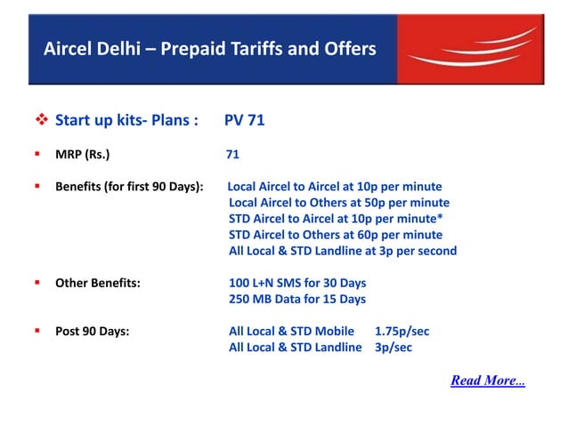 Aircel delhi – prepaid tariffs and offers | PPTX