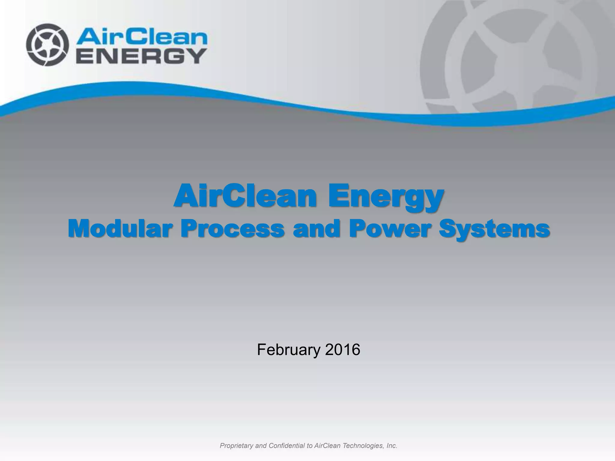 AirClean Energy Company Overview - February 2016 | PPTX