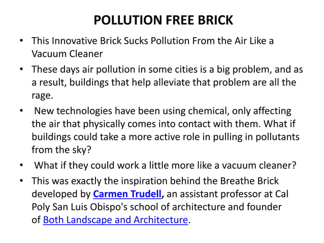 Air cleaning bricks | PPTX | Indoor Environmental Quality | Home & Garden