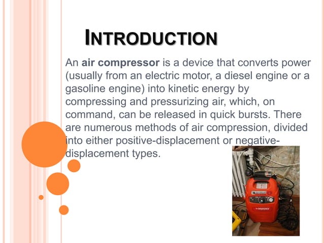 Air Compressor reciprocating single stage | PPTX | Automotive