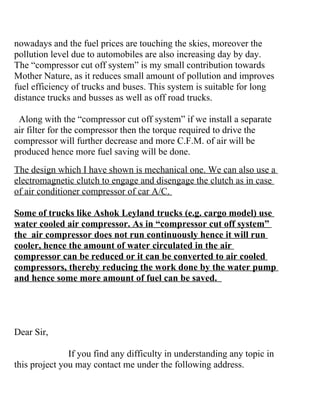 Air compressor cut off system | DOC
