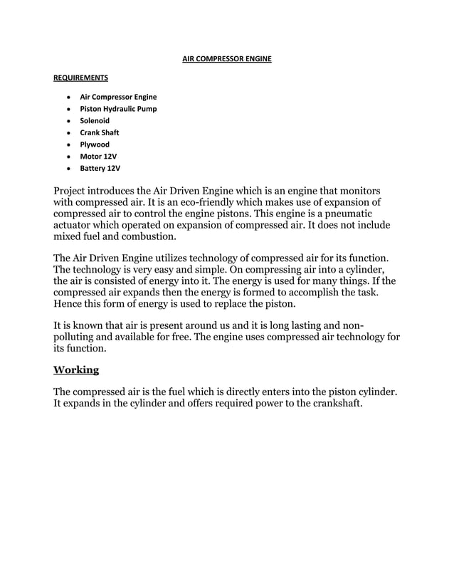 Air compressor engine | PDF