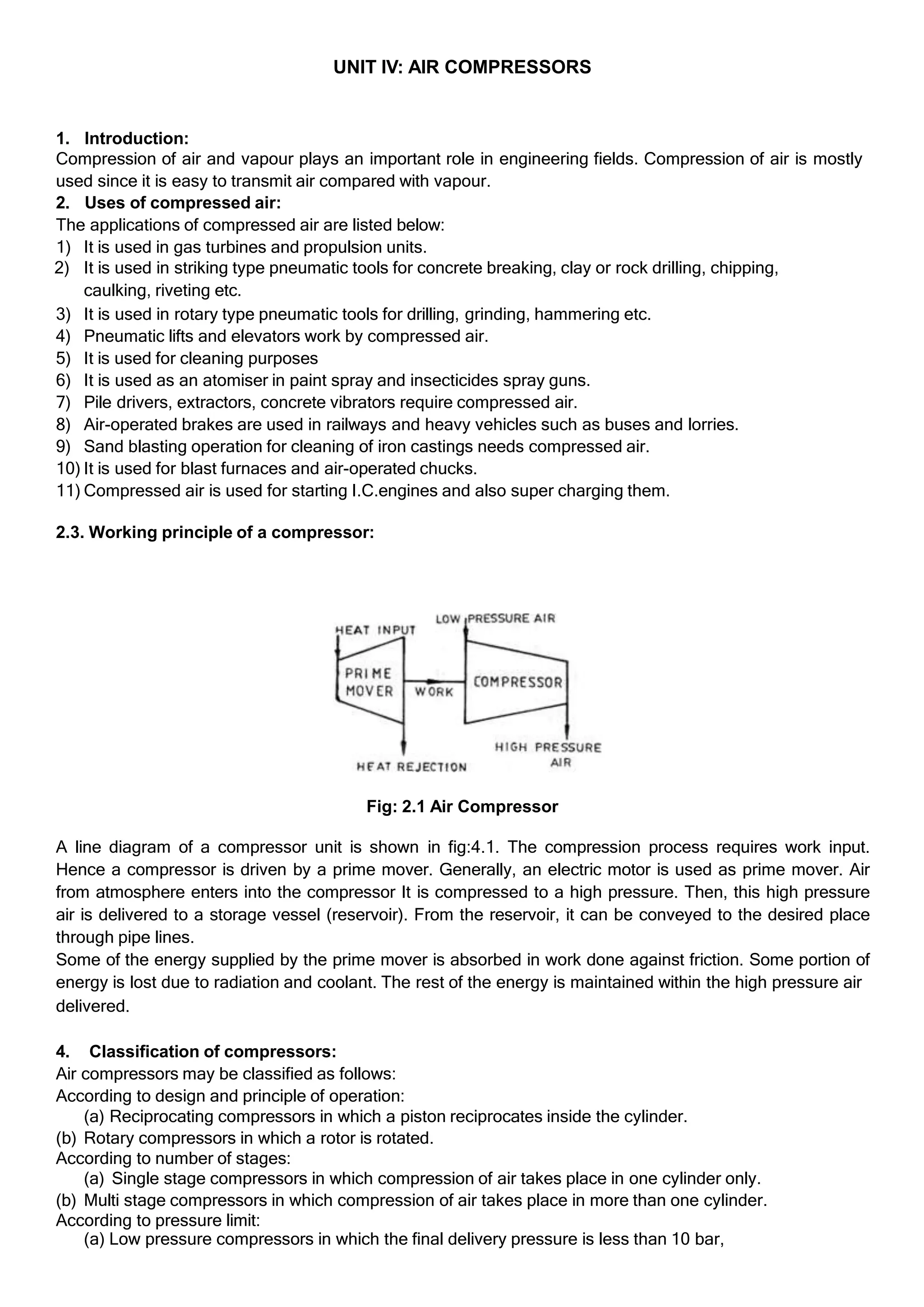 UNIT - IV - Air Compressors and its Performance | PPTX