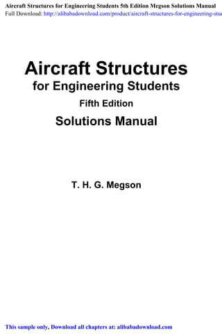 Aircraft Structures for Engineering Students 5th Edition Megson ...