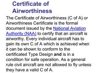 AIRCRAFT AIRWORTHINESS ppt all about airworthiness | PPTX