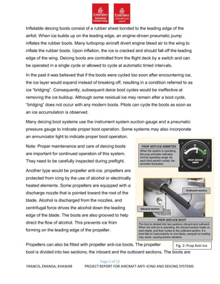 Aircraft anti icing & de-icing sytems project report | PDF