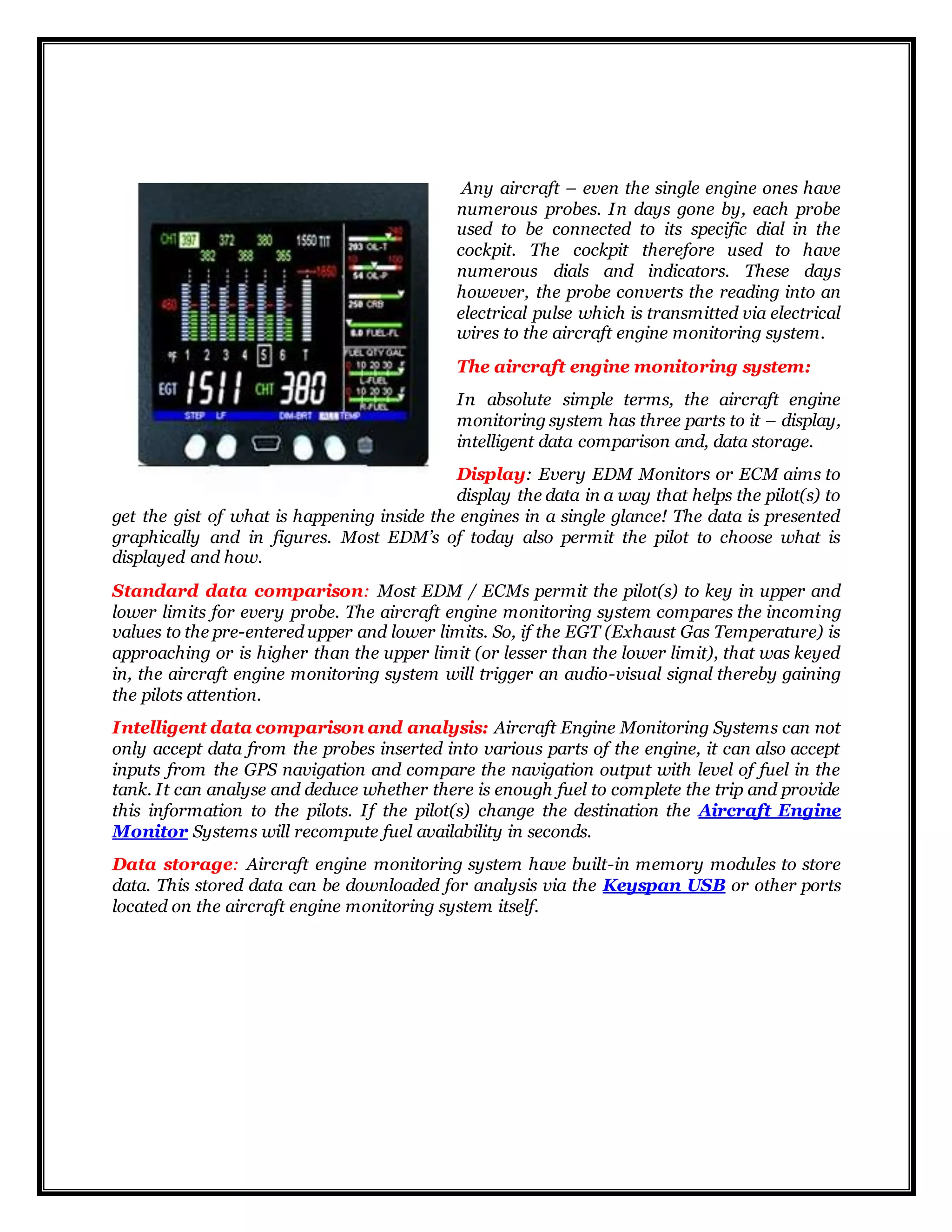 Aircraft engine monitoring systems | PDF