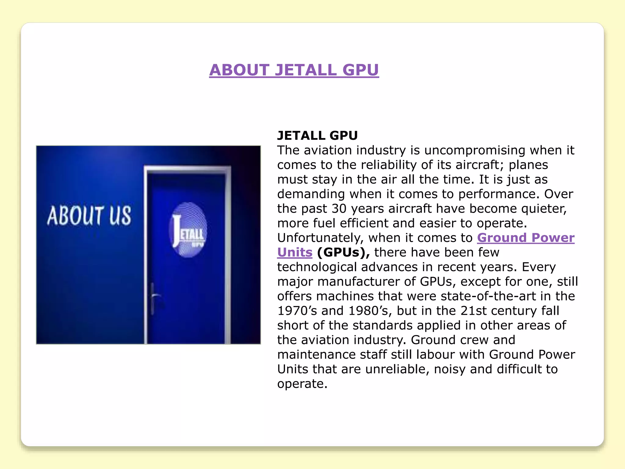 Aircraft Ground Power Unit for Sale- JETALL GPU | PPTX