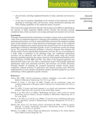 Aircraft Maintenance Planning And Scheduling An Integrated Framework | PDF