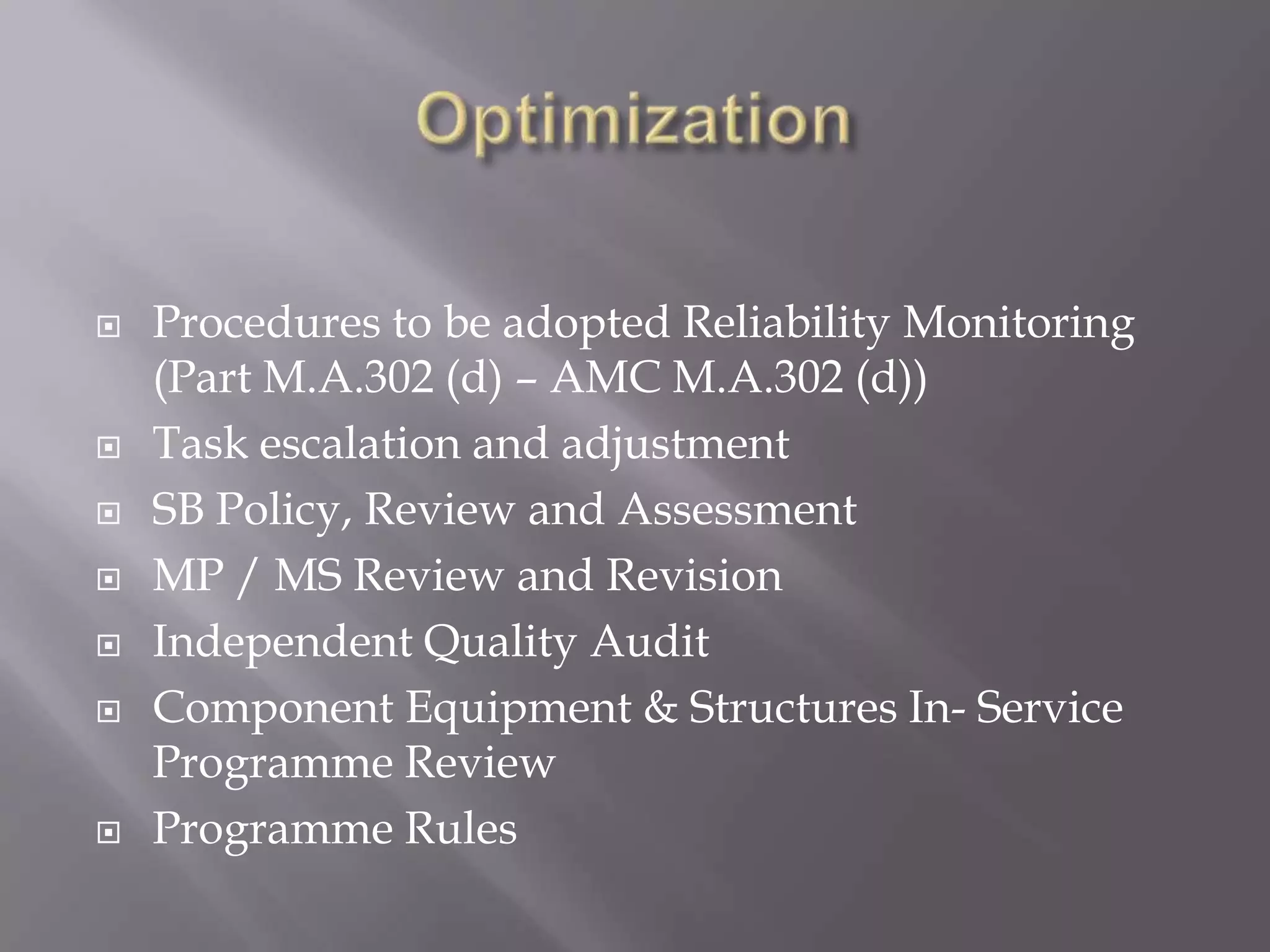Aircraft maintenance programme | PPTX