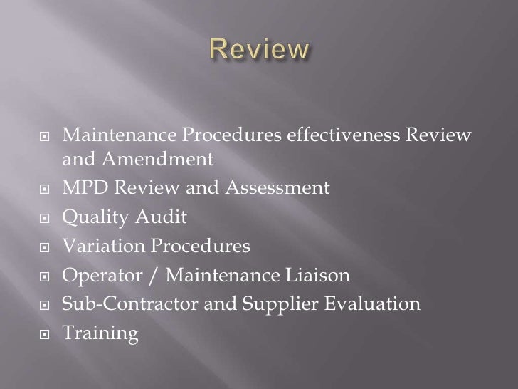 Aircraft maintenance programme