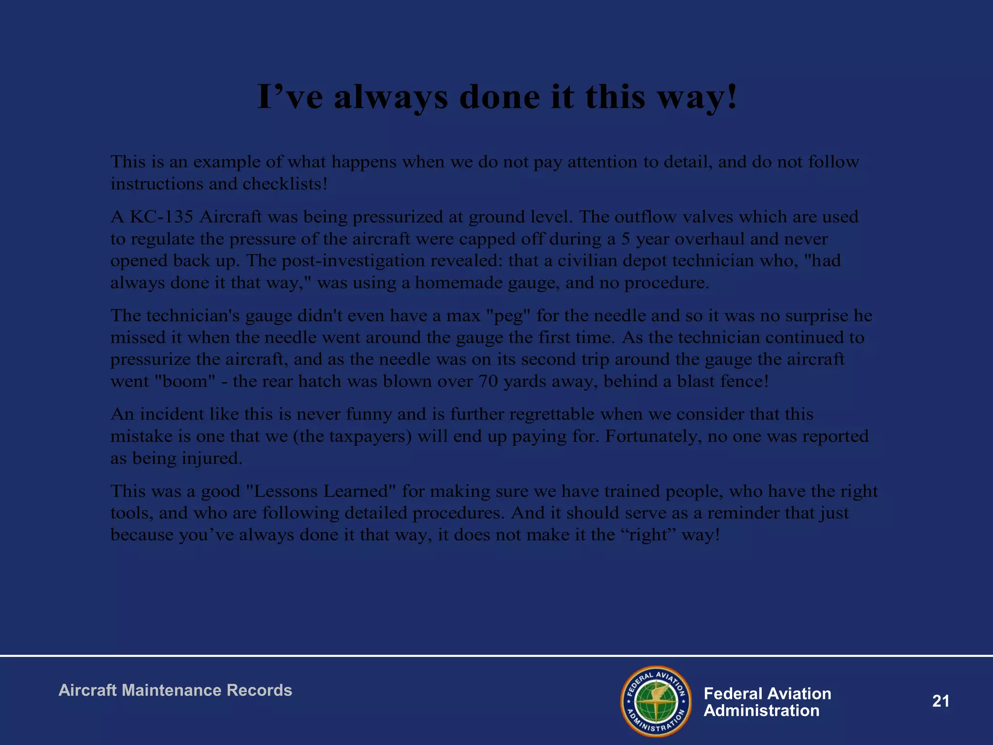 Aircraft Maintenance Records and Airworthiness Directives for General ...