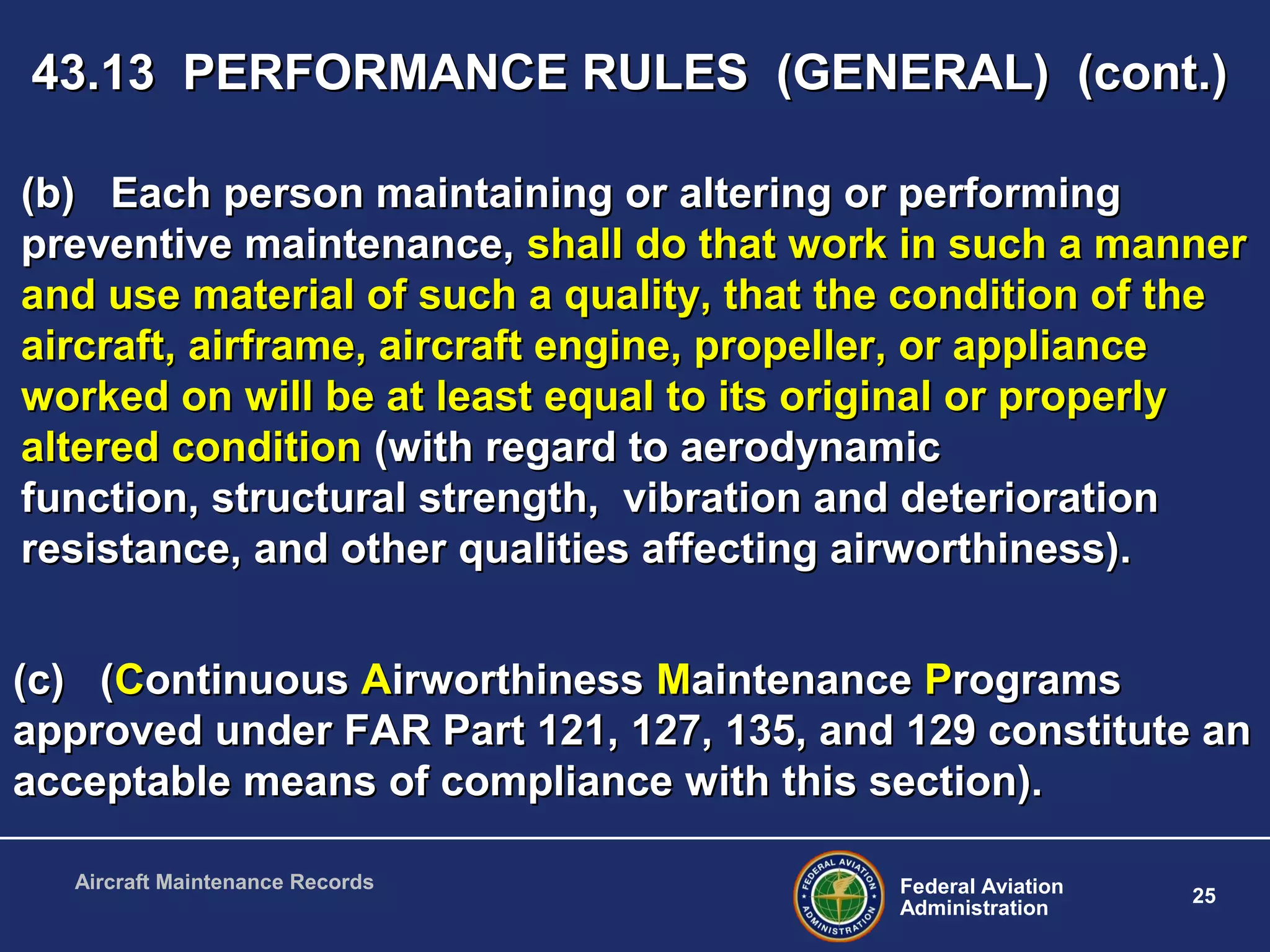 Aircraft Maintenance Records and Airworthiness Directives for General ...