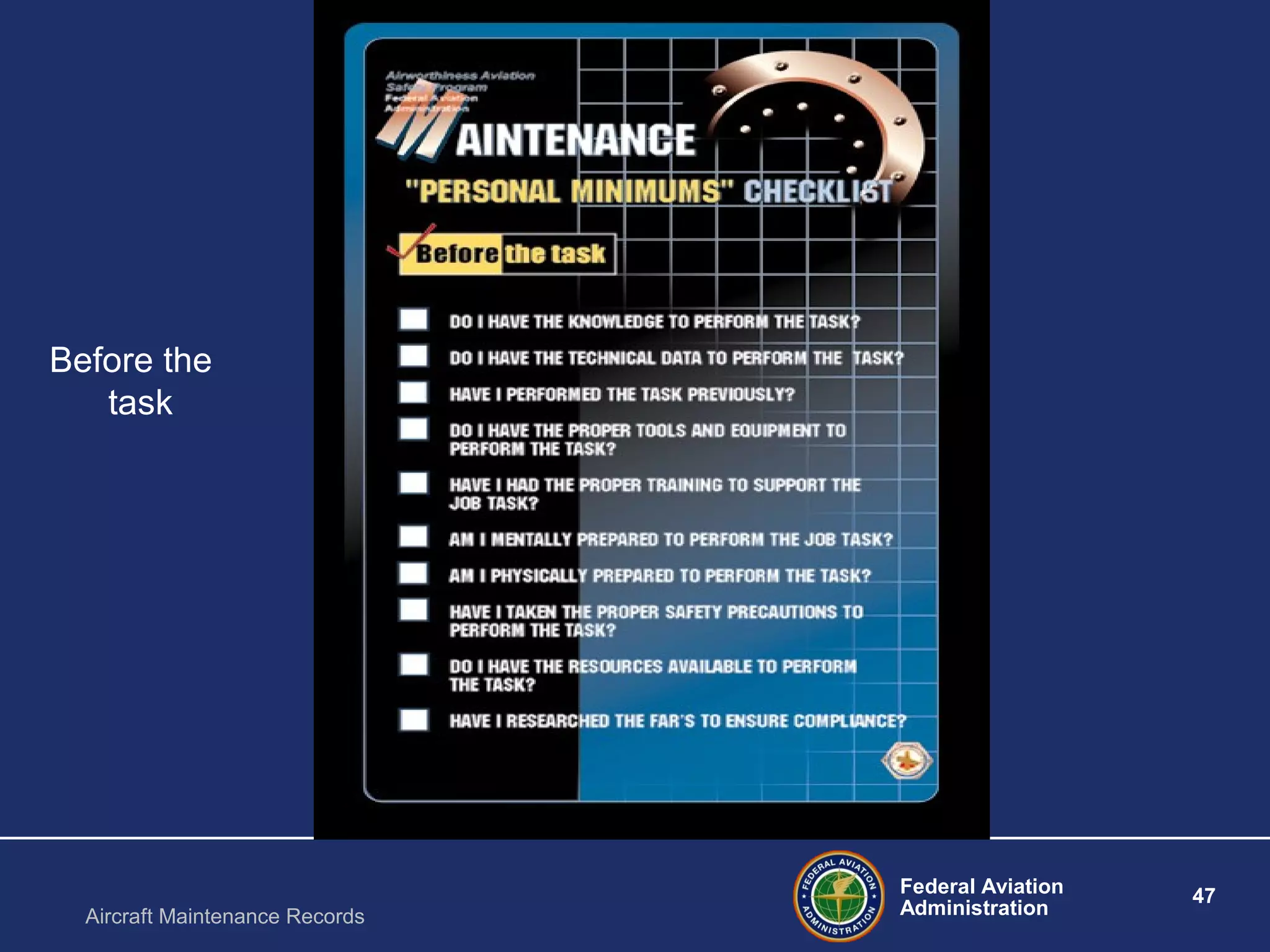 Aircraft Maintenance Records and Airworthiness Directives for General ...