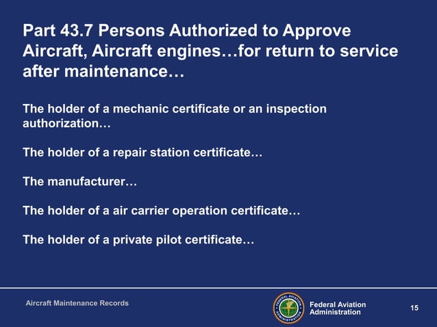Aircraft Maintenance Records and Airworthiness Directives for General ...