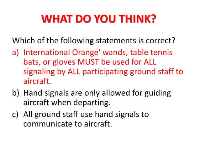 Aircraft marshalling | PPTX | Air Travel | Travel Type