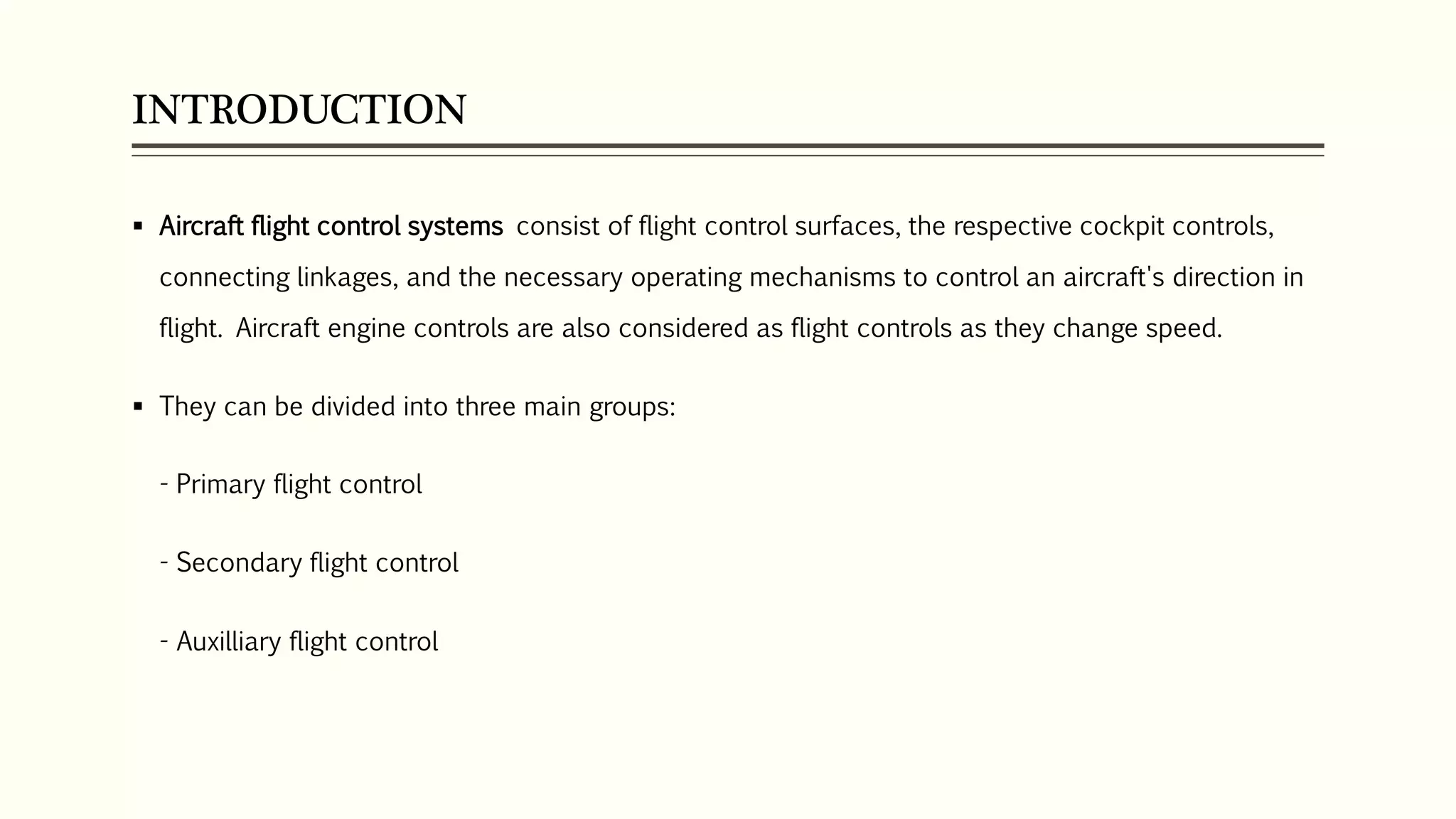 Aircraft mechanical cable control system | PPTX