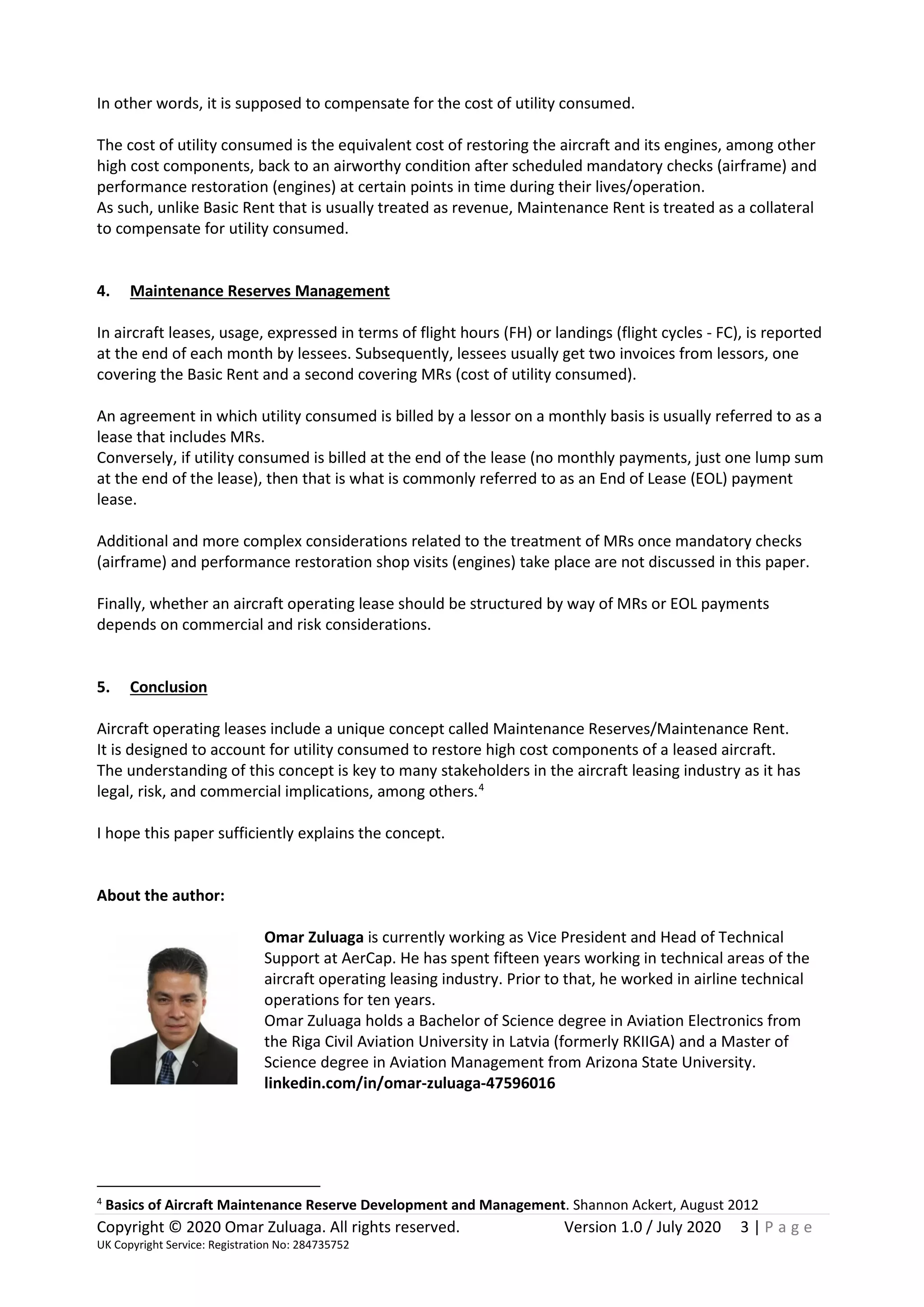 Aircraft operating leases maintenance reserves - basic concept ...